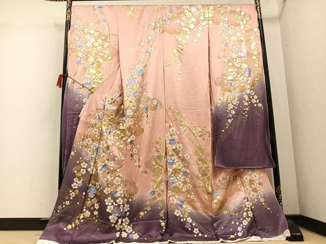 平和屋着物●豪華振袖　梅　暈し染め　金彩　仮絵羽　逸品　未使用　AABD3470ph