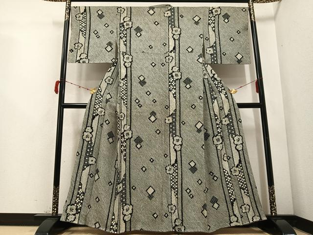 平和屋着物●上質な小紋　総絞り　花間道　正絹　逸品　AABD3946ph