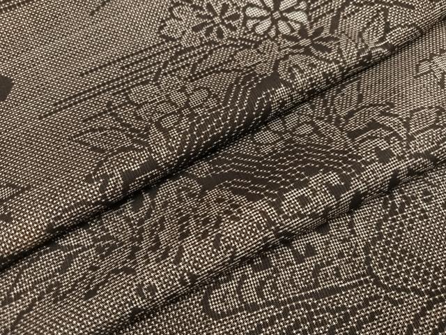 平和屋着物●本場大島紬　一元7マルキ　草花文　正絹　逸品　AABD3959ph