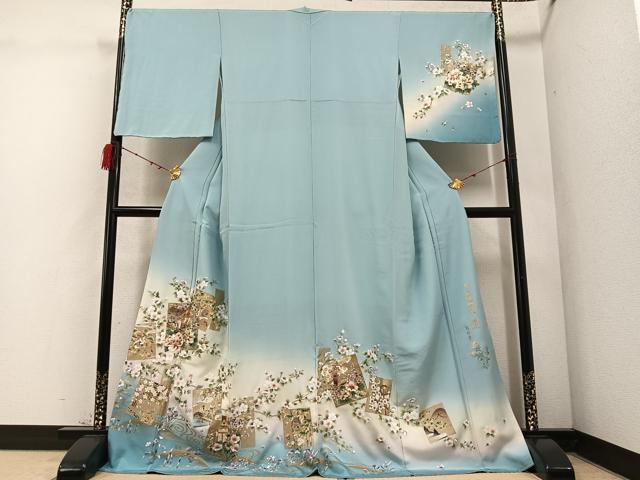 平和屋着物●訪問着　作家物　京の歳時記　桂友　色紙風景枝花文　暈し染め　金彩　さが美扱い　ロング丈　正絹　逸品　AABD3968ph