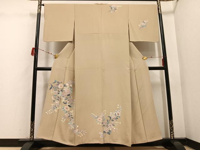 平和屋着物●訪問着　友禅　枝花文　正絹　逸品　AABD3993ph