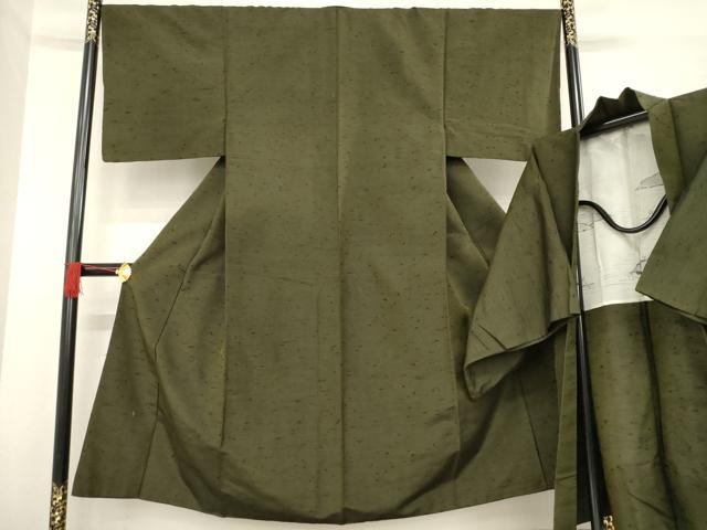 平和屋着物●男性　紬　アンサンブル　海松茶色　正絹　逸品　AABD4329ck