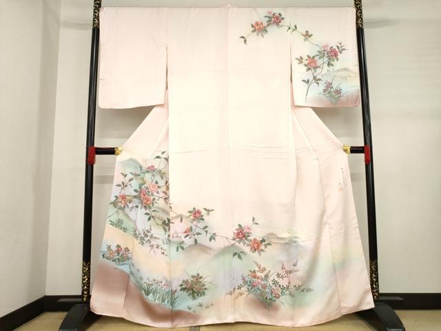 平和屋着物●訪問着　作家物　遠山枝花文　正絹　逸品　未使用　AABD4331ck