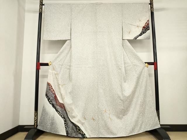 平和屋着物●訪問着　道長飛鶴文　金銀彩　正絹　逸品　AABD4334ck