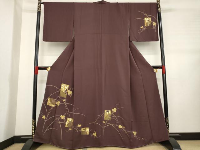 平和屋着物●訪問着　刺繍　色紙重ね文　鶴　金彩　正絹　逸品　AABD4358ck