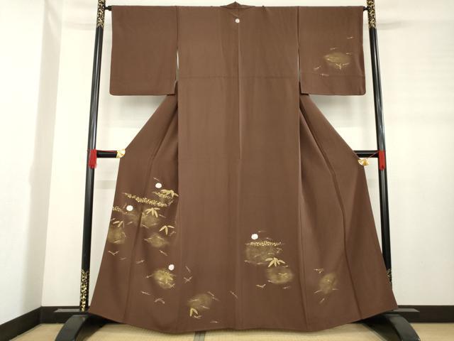 平和屋着物●訪問着　笹　松葉　梅　金彩　正絹　逸品　AABD4374ck