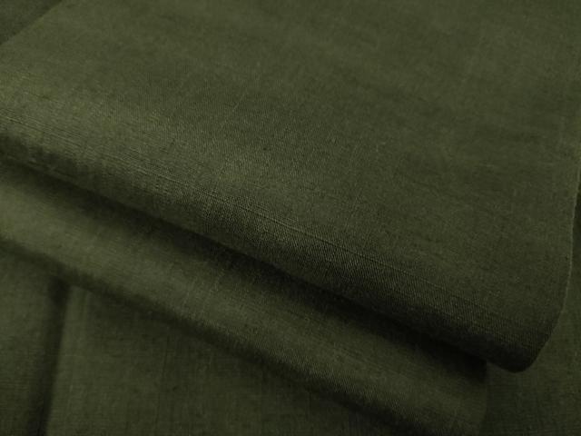 平和屋着物●結城紬　色無地　黒緑色　正絹　逸品　AABD4398ck
