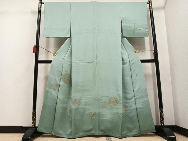 平和屋着物●訪問着　蘇州刺繍　草花文　暈し染め　　正絹　逸品　AABD4404ph