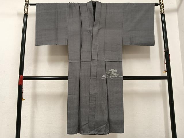 平和屋着物●男性　長襦袢　無双仕立て　紬地　絞り　松　正絹　逸品　AABD4410ph