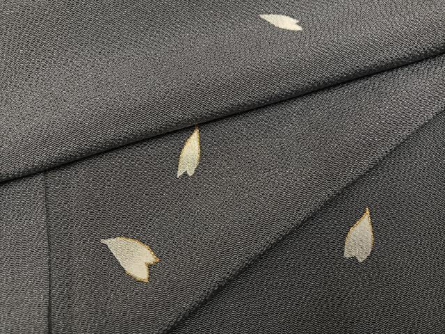 平和屋着物●上質な小紋　桜花弁　金彩　鬼しぼ縮緬　三越扱い　正絹　逸品　AABD4431ph