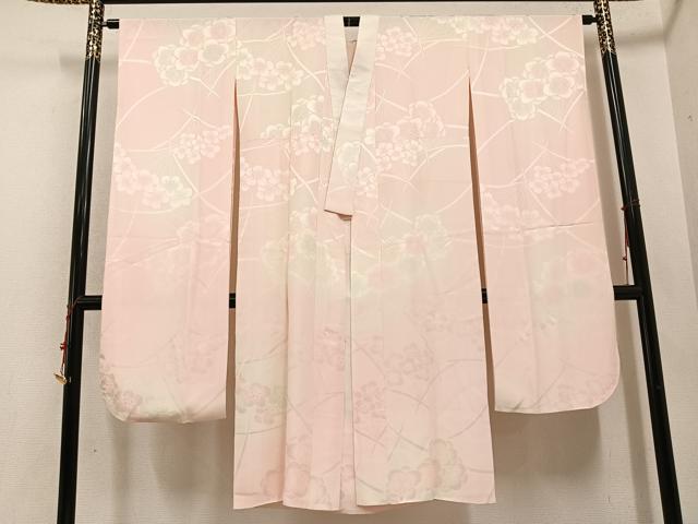 平和屋着物●振袖用長襦袢　袷　梅地紋　暈し染め　正絹　逸品　AABD4441ph