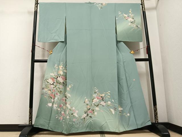 平和屋着物●訪問着　友禅　作家物　枝花文　暈し染め　正絹　逸品　AABD4471ph