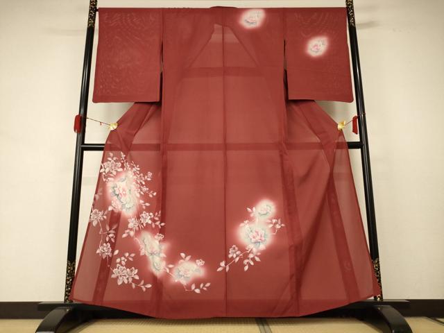 平和屋着物＊夏物　訪問着　絽　手描き　草花文　暈し染め　正絹　逸品　AABD4504jd