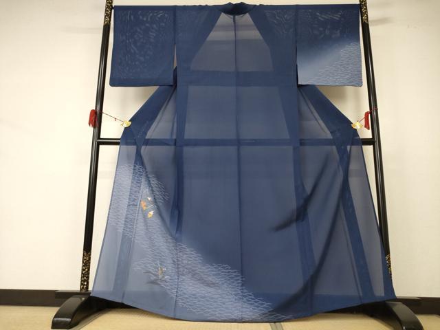 平和屋着物＊夏物　訪問着　絽　刺繍　蔦の葉芝文　暈し染め　正絹　逸品　AABD4517jd