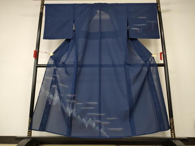 平和屋着物＊夏物　訪問着　絽　風景文　暈し染め　金彩　正絹　逸品　AABD4556jd