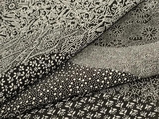 平和屋着物＊夏物　江戸小紋　紗　作家物　切嵌花文　正絹　逸品　AABD4597jd