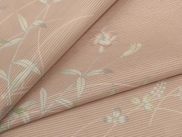 平和屋着物＊夏物　小紋　絽　草花文　洗える着物　AABD4631jd