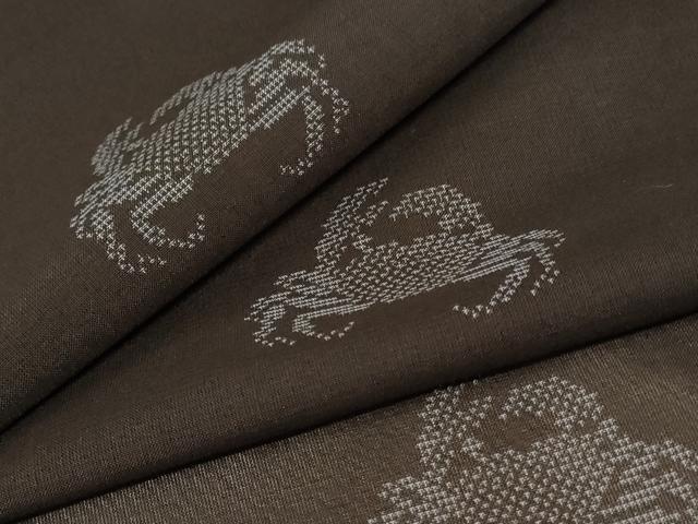 平和屋着物＊夏物　本場大島紬　夏大島　蟹　正絹　逸品　AABD4632jd