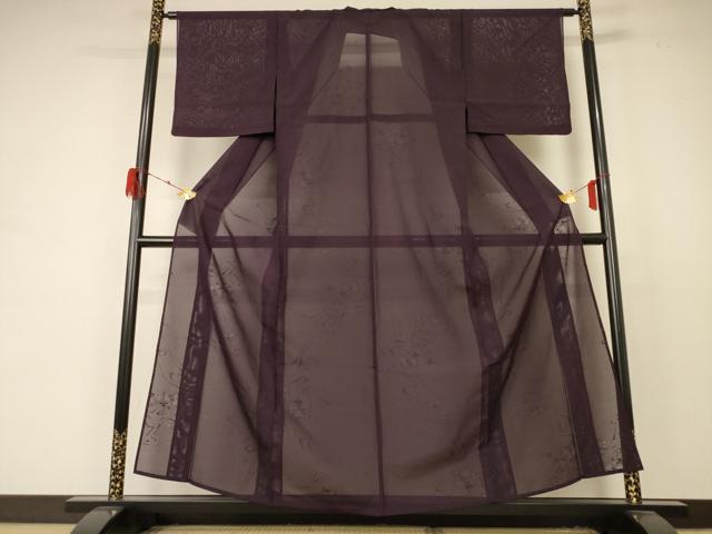 平和屋着物＊夏物　色無地　絽　似せ紫色　正絹　逸品　AABD4647jd