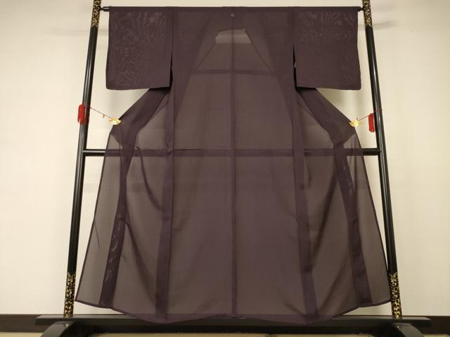 平和屋着物＊夏物　色無地　絽　黒鳶色　正絹　逸品　AABD4652jd