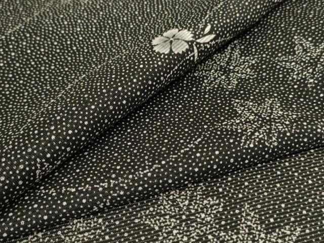 平和屋着物＊夏物　小紋　絽　草花文　楓　洗える着物　AABD4670jd