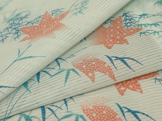 平和屋着物＊夏物　小紋　絽　楓文　洗える着物　AABD4678jd