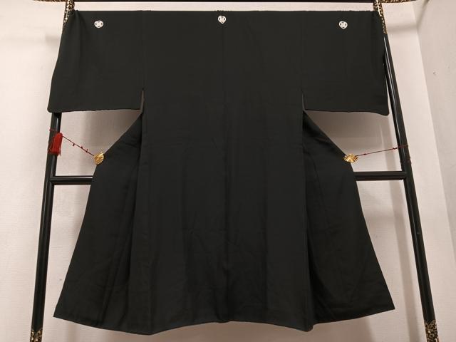 平和屋着物●男性　黒紋付　キングサイズ　正絹　逸品　AABD4742ph