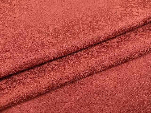 平和屋着物●上質な色無地　草木地紋　蘇芳色　正絹　逸品　AABD4746ph