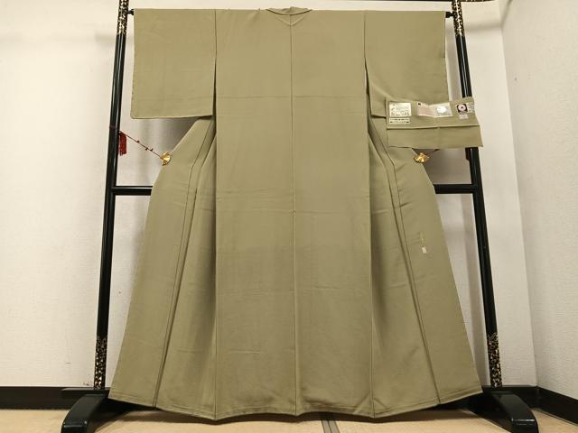 平和屋着物●本草木染作家　瑞鳳　色無地　堅牢草木染　油色　正絹　逸品　未使用　AABD4747ph