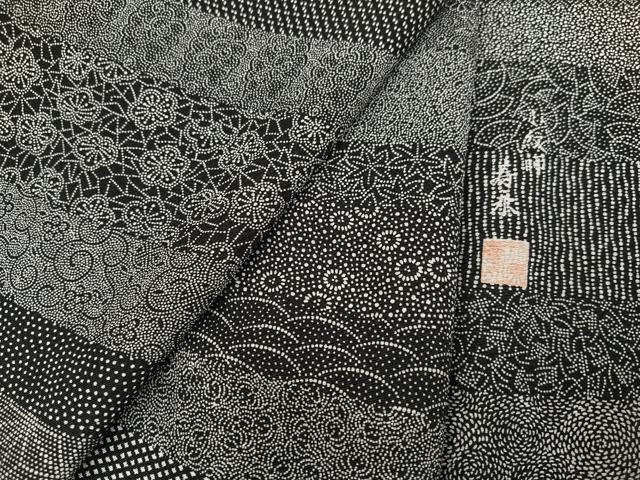 平和屋着物●江戸小紋　作家物　百柄　黒地　さが美扱い　正絹　逸品　AABD4770ph