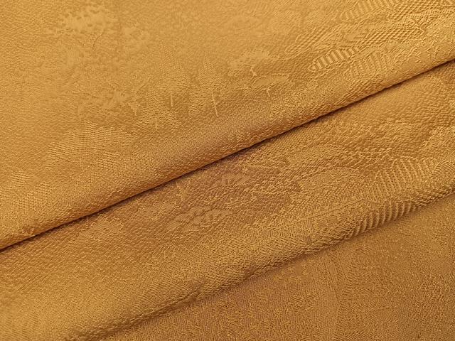 平和屋着物●上質な色無地　風景樹林地紋　飴色　正絹　逸品　AABD4785ph