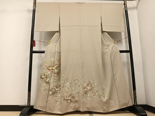 平和屋着物●豪華色留袖　駒刺繍　花鳥更紗　暈し染め　金彩　正絹　逸品　AABD4794ph