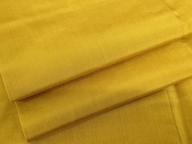 平和屋着物●本場黄八丈　平織　紬　色無地　金色　正絹　逸品　AABD4938cs