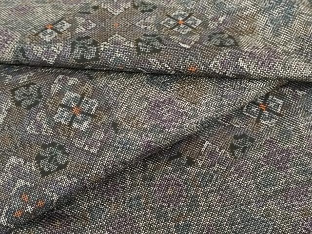平和屋着物●本場大島紬　カタス9マルキ　正倉院花文　正絹　逸品　AABD4983cs