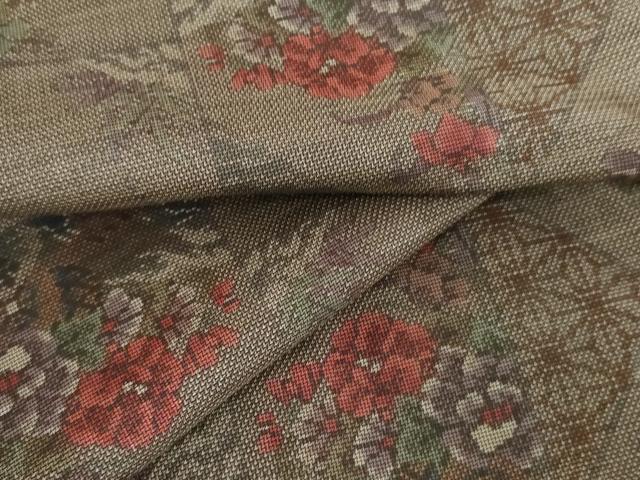 平和屋着物●本場大島紬　泥染め　カタス9マルキ　花車文　正絹　逸品　AABD4996cs