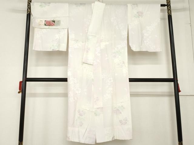 平和屋着物●長襦袢　無双仕立て　作家物　牡丹草木染　草花文　暈し染め　広衿仕立て　反端付き　正絹　逸品　未使用　AABD5014cs