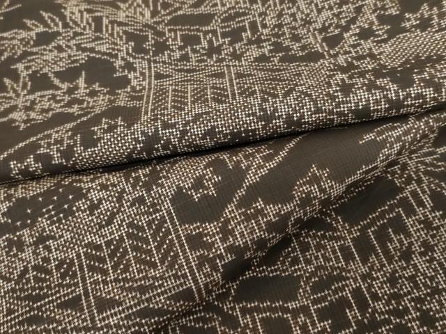 平和屋着物●本場大島紬　泥染め　一元7マルキ　流水風景文　正絹　逸品　AABD5024cs