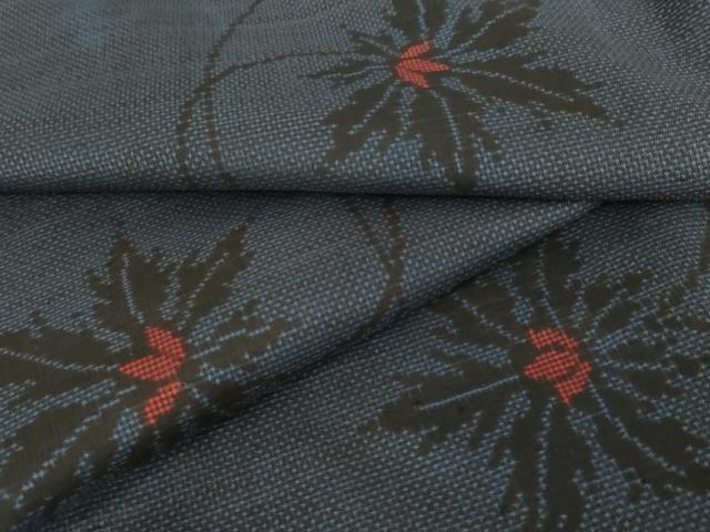 平和屋着物●本場大島紬　一元7マルキ　花唐草文　正絹　逸品　AABD5033cs