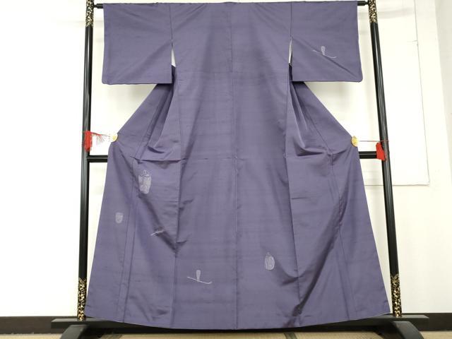 平和屋着物●京の名門・菱屋六右ェ門　紬　訪問着　茶器　仕覆文　金糸　正絹　逸品　AABD5043cs