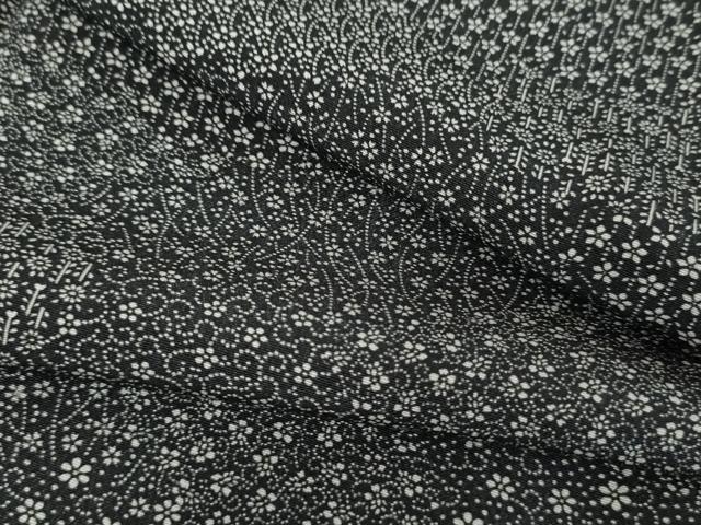 平和屋着物●江戸小紋　割付き花文　黒地　正絹　逸品　AABD5048cs