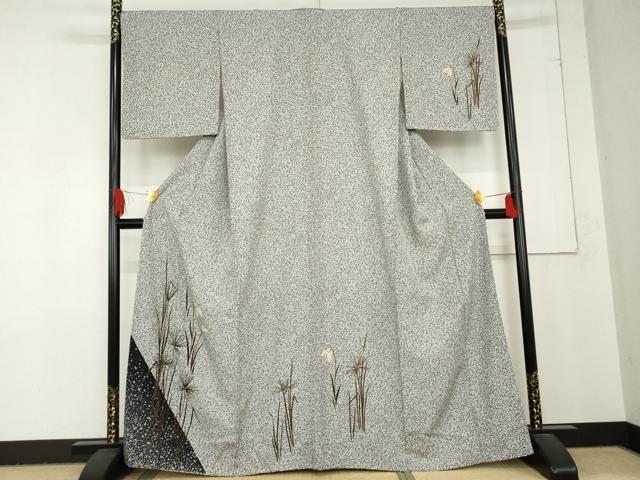 平和屋着物●訪問着　枝花文　たたき染め　金彩　正絹　逸品　AABD5049cs