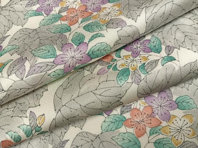 平和屋着物●上質な小紋　草花文　正絹　逸品　AABD5973ph