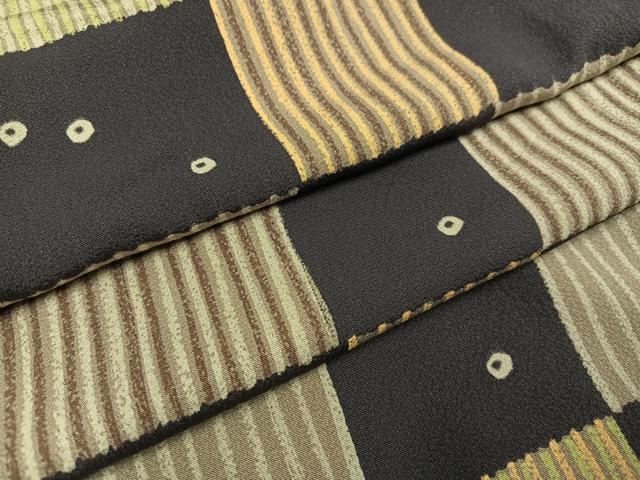 平和屋着物●上質な小紋　市松文　正絹　逸品　AABD6009ph
