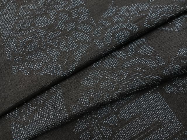 平和屋着物●結城紬　100亀甲　亀甲草花文　正絹　逸品　AABD6027ph