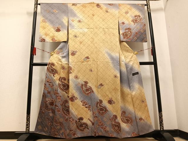 平和屋着物●訪問着　LANVIN　ランバン　更紗花文　暈し染め　金彩　正絹　逸品　AABD6037ph