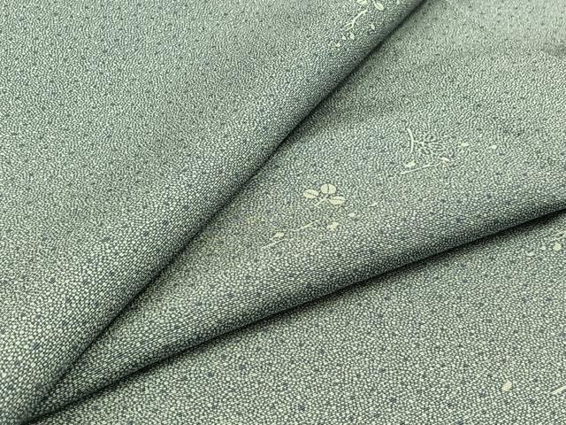 平和屋着物▽上質な小紋　単衣　草花文　正絹　逸品　AABD6041jh