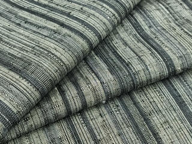 平和屋着物▽上質な紬　単衣　縞　正絹　逸品　AABD6079jh