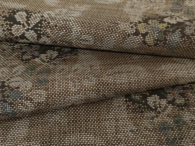 平和屋着物●本場大島紬　泥染　カタス7マルキ　枝花文　正絹　逸品　未使用　AABD6222cs