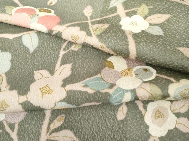 平和屋着物●上質な小紋　枝花文　金彩　正絹　逸品　AABD6231cs