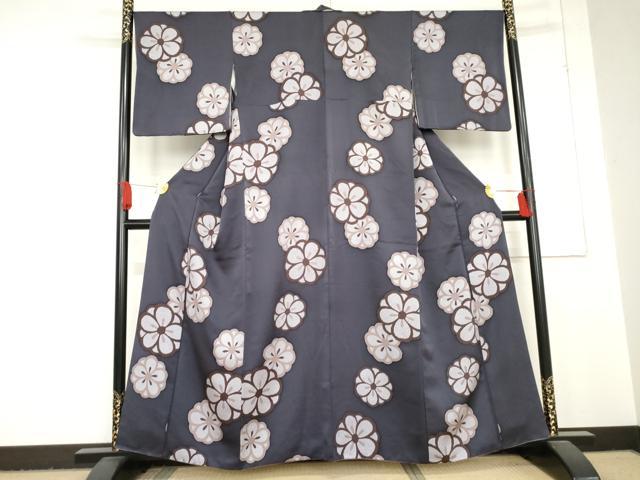 平和屋着物●上質な小紋　舞花文　正絹　逸品　AABD6244cs